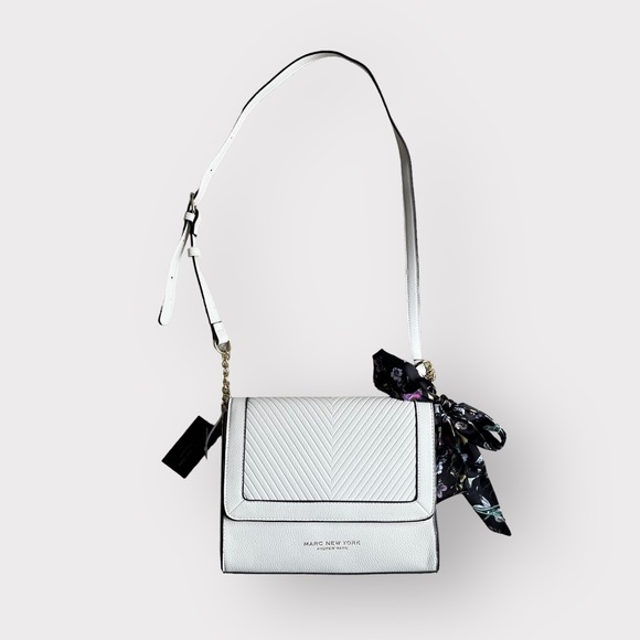 Andrew Marc | Bags | Andrew Marc White Flap Bow Sash Crossbody Bag ...